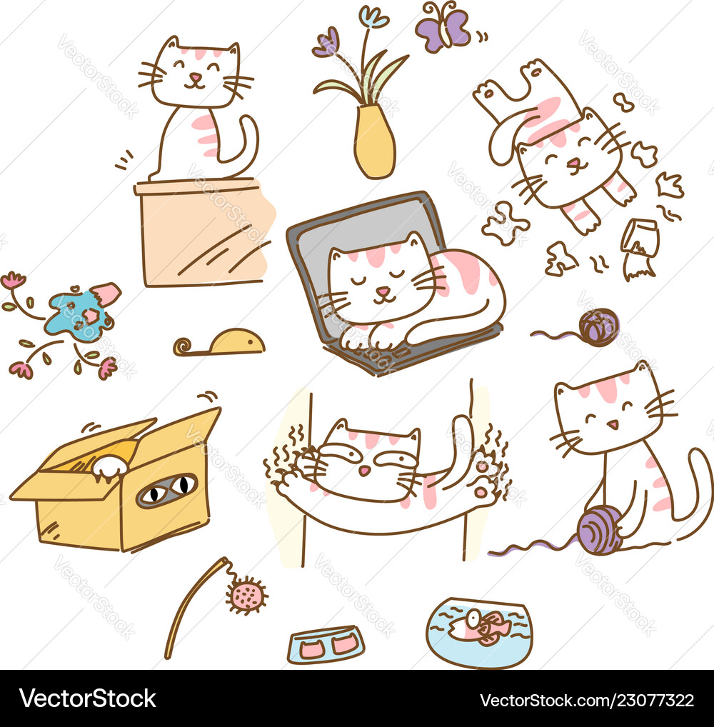 Naughty cat character design Royalty Free Vector Image