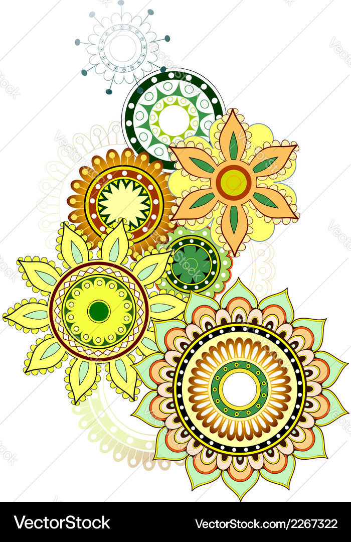 Set of ethnic floral design Royalty Free Vector Image