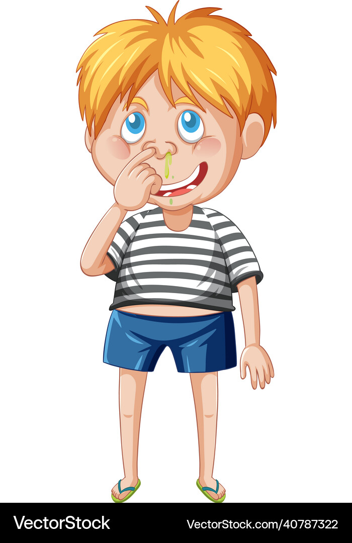 Snot boy cartoon character on white background Vector Image