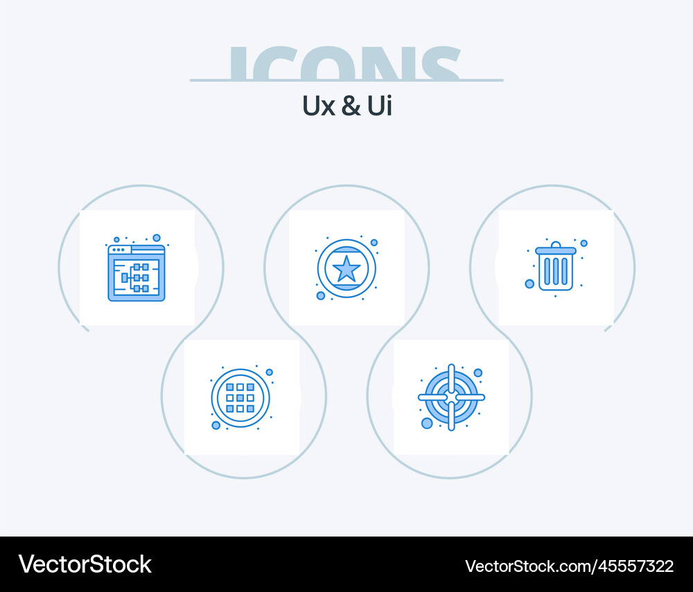 Ux and ui blue icon pack 5 icon design dustbin Vector Image
