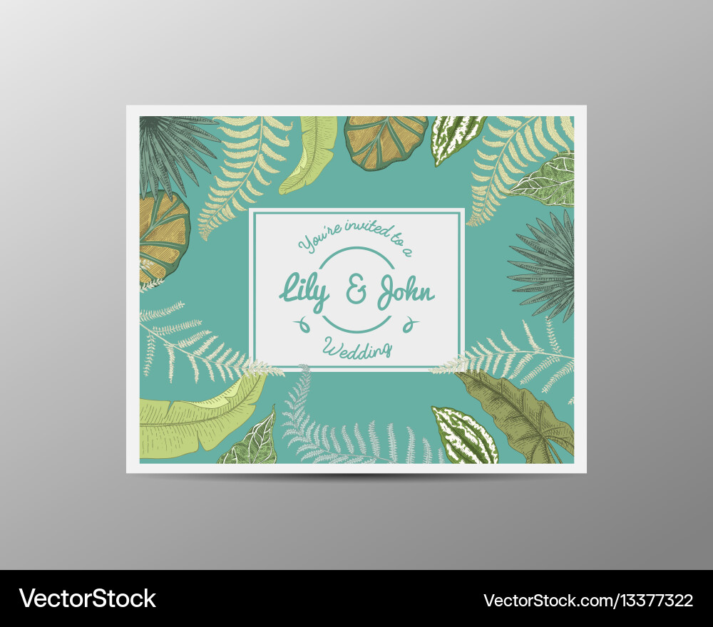 Wedding invitation card vintage engraved template Vector Image