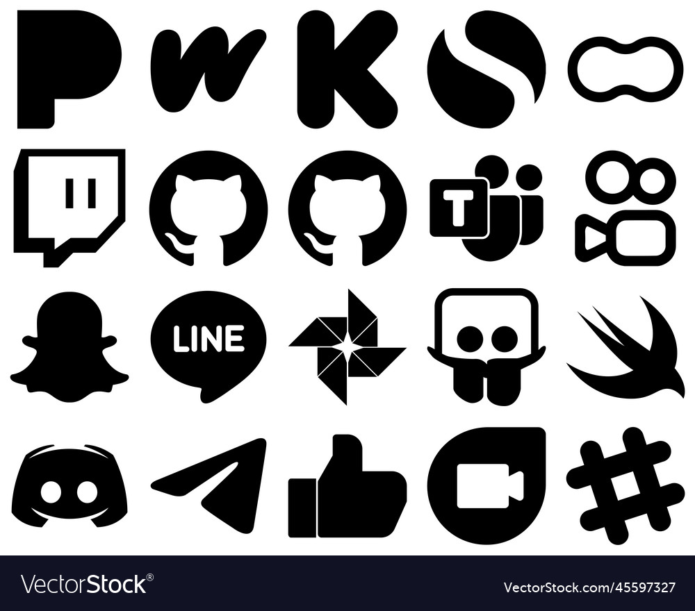 20 modern black solid glyph icons Royalty Free Vector Image