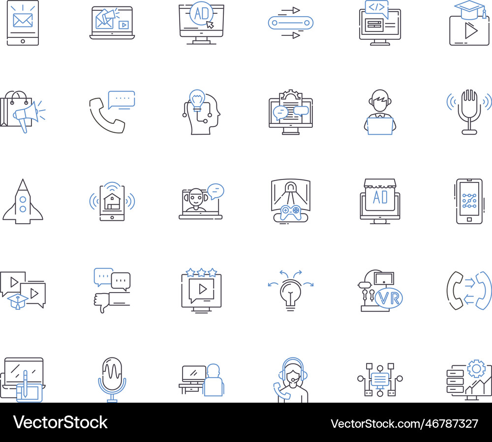 Audio equipment line icons collection amplifier Vector Image