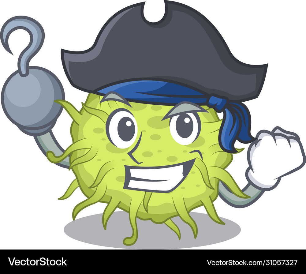 Bacteria coccus cartoon design style as a pirate Vector Image