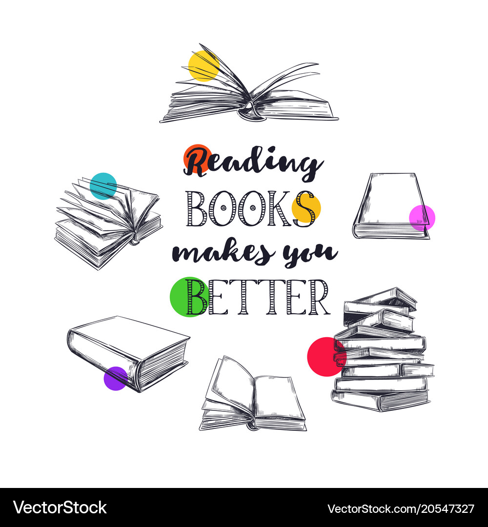 Books hand drawn poster Royalty Free Vector Image