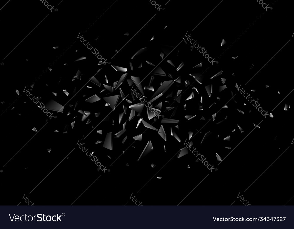 Broken shatter glass isolated on black background Vector Image