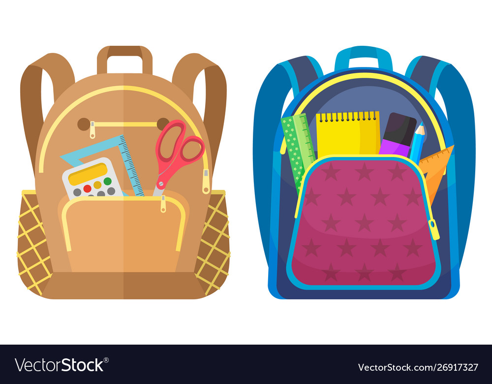 Colored school backpack back Royalty Free Vector Image