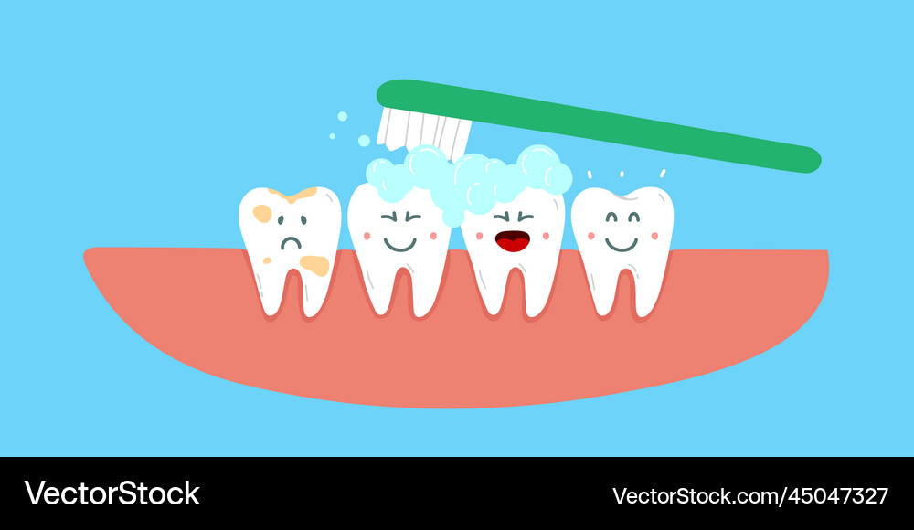 Cute tooth hygiene cartoon dentistry teeth Vector Image
