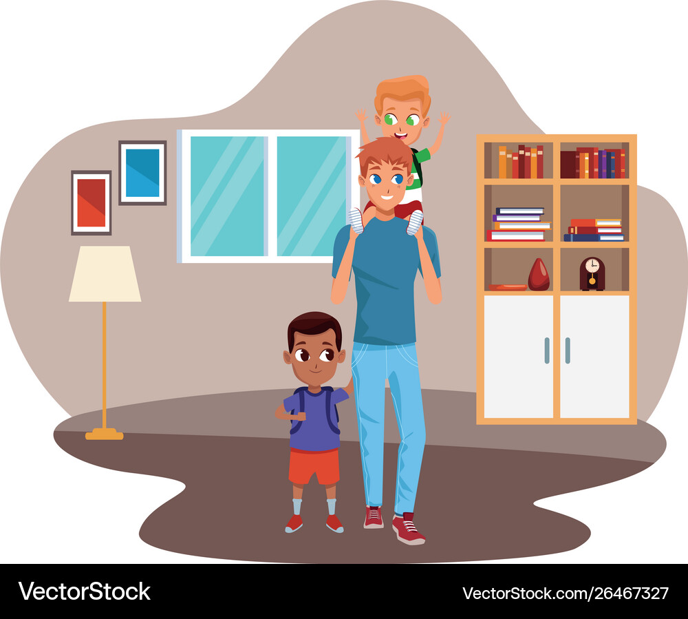 Family single father with kid Royalty Free Vector Image