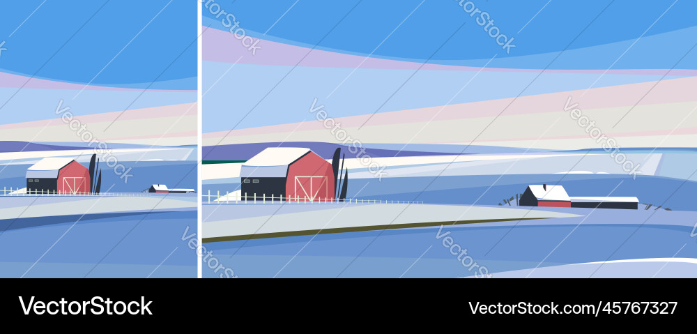Farm in winter season Royalty Free Vector Image
