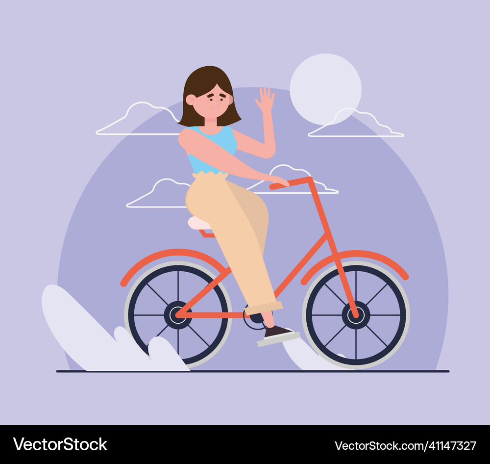 Girl riding bicycle Royalty Free Vector Image - VectorStock