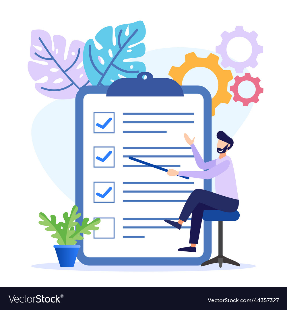 Graphic cartoon character of checklist Royalty Free Vector