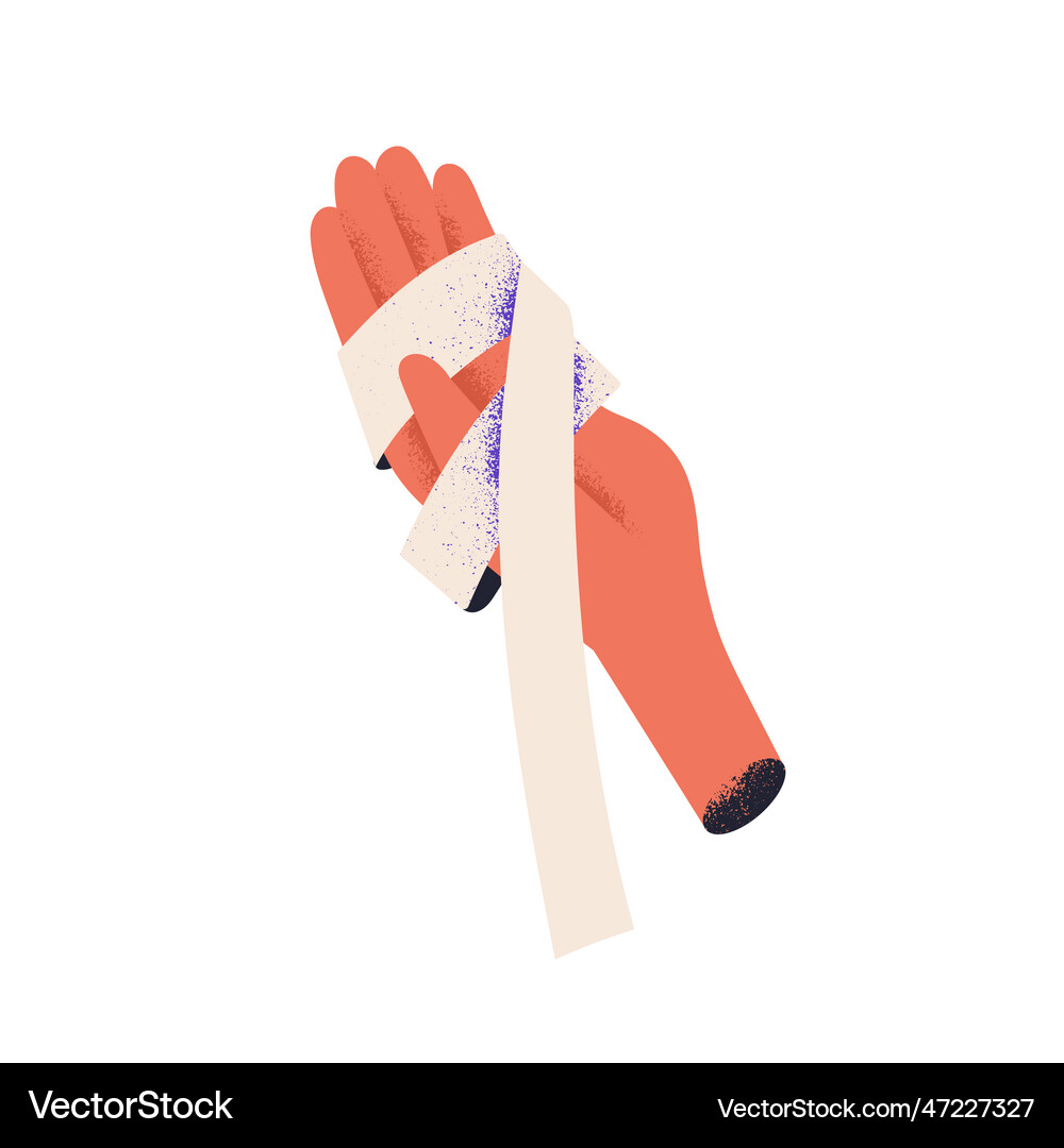 Hand with elastic bandage around injured broken Vector Image