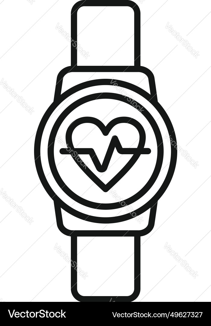 Heart rate tracker icon outline watch app Vector Image