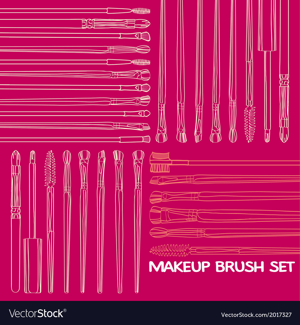 Makeup Brush Set Royalty Free Vector Image - VectorStock