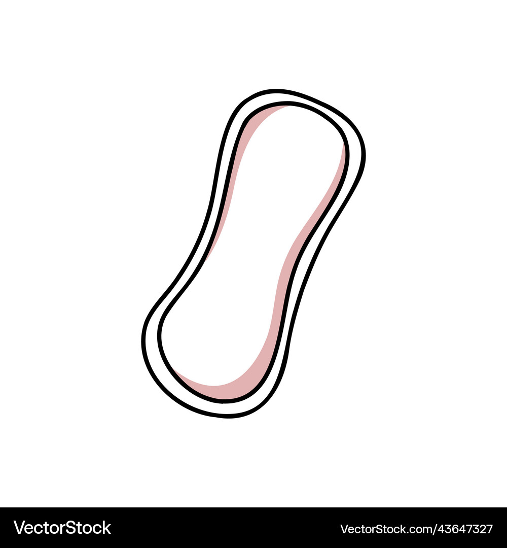 Menstrual pad doodle icon color line Royalty Free Vector