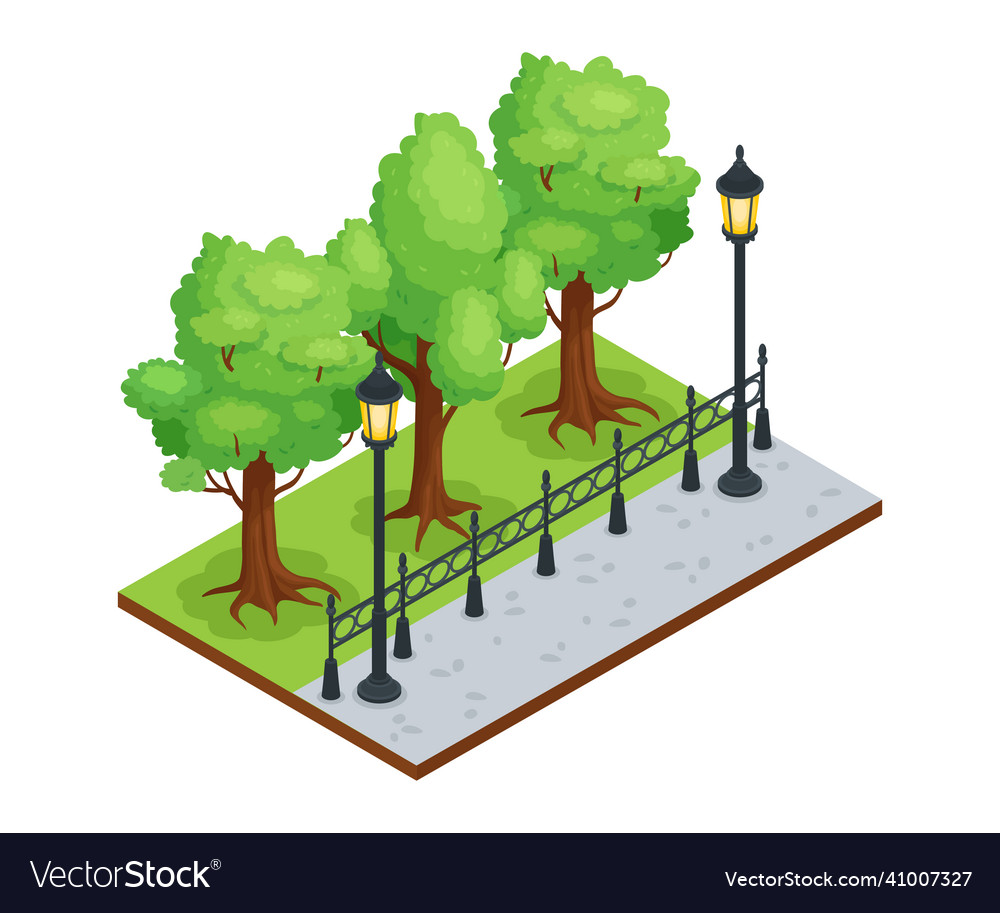 Park isometric composition Royalty Free Vector Image