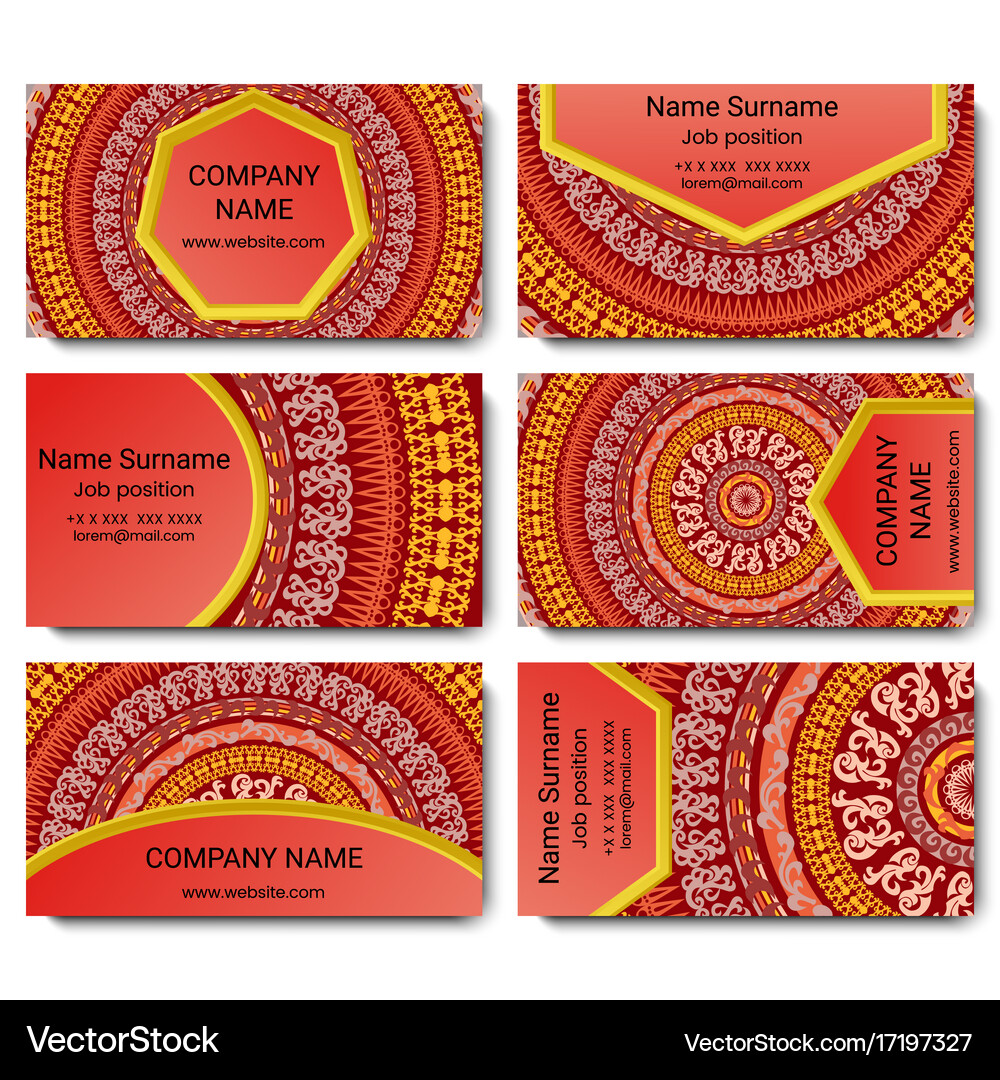 Set of visiting card with mandala Royalty Free Vector Image