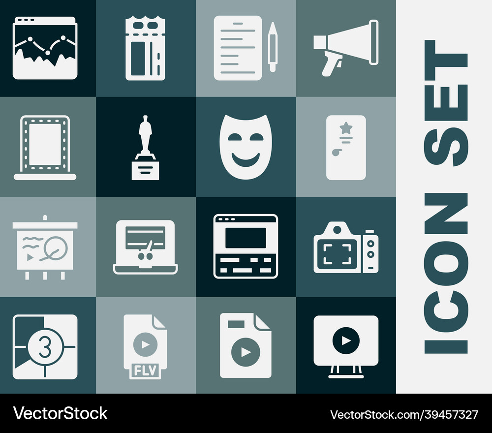 Set online play video photo camera backstage Vector Image