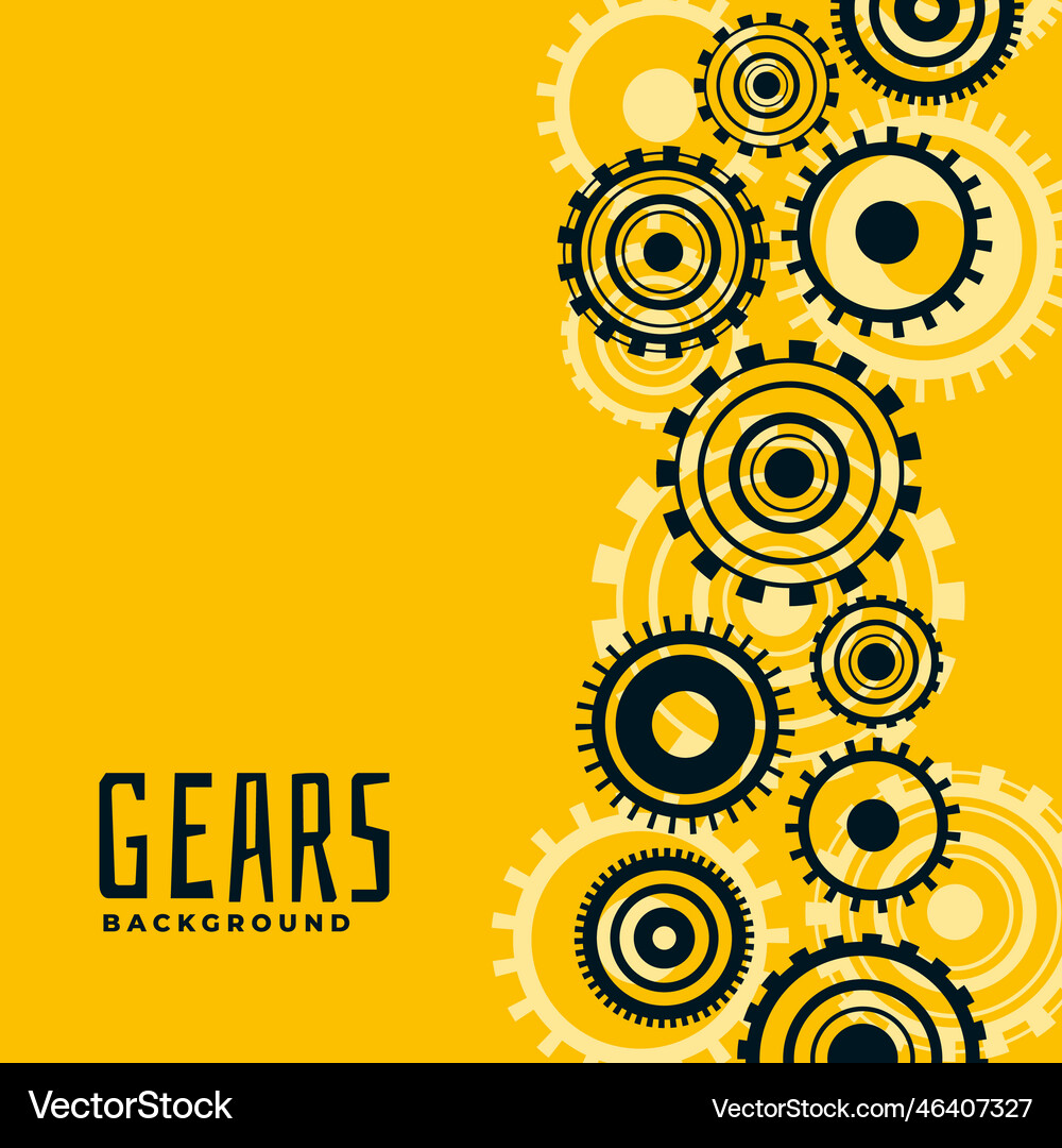 Yellow background with gears and cog wheels Vector Image