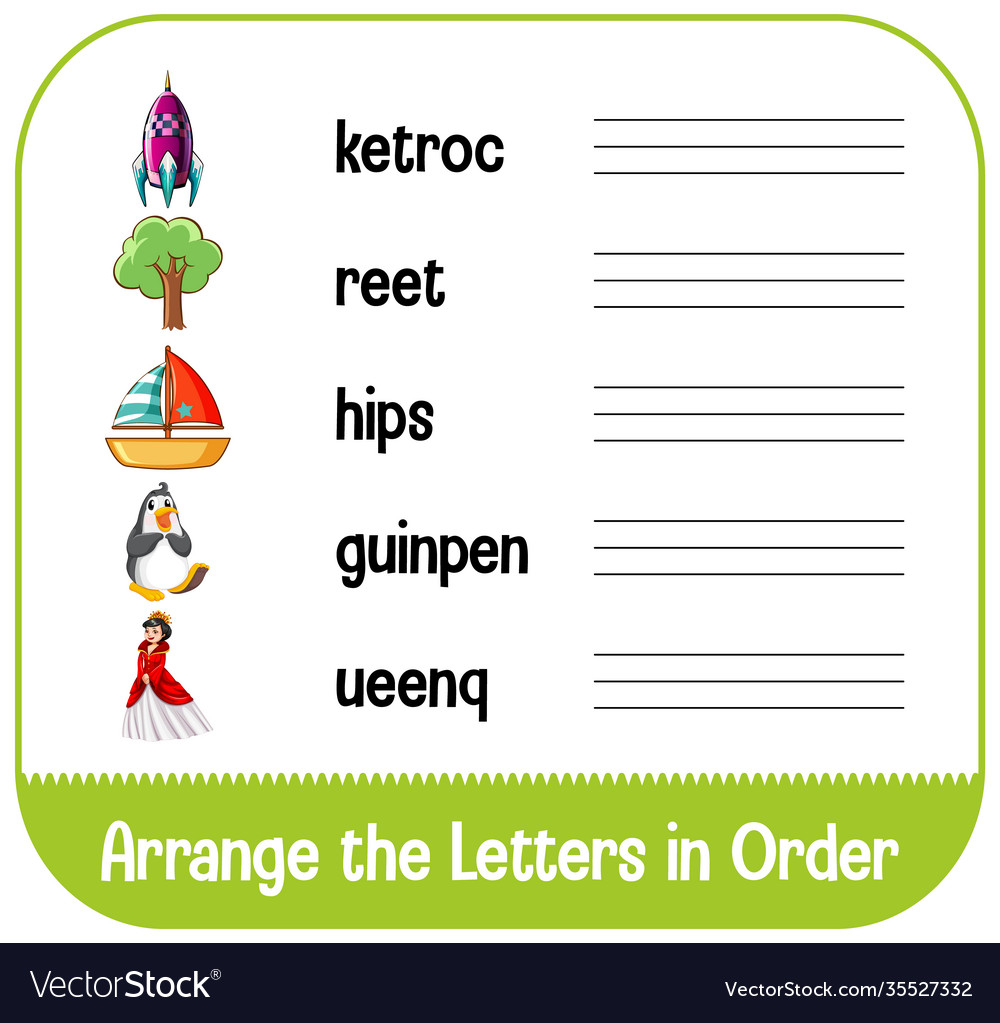 Arrange Letters In Order With Pictures Royalty Free Vector