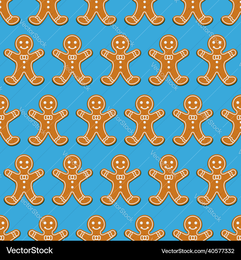 Christmas gingerbread man cookies seamless pattern