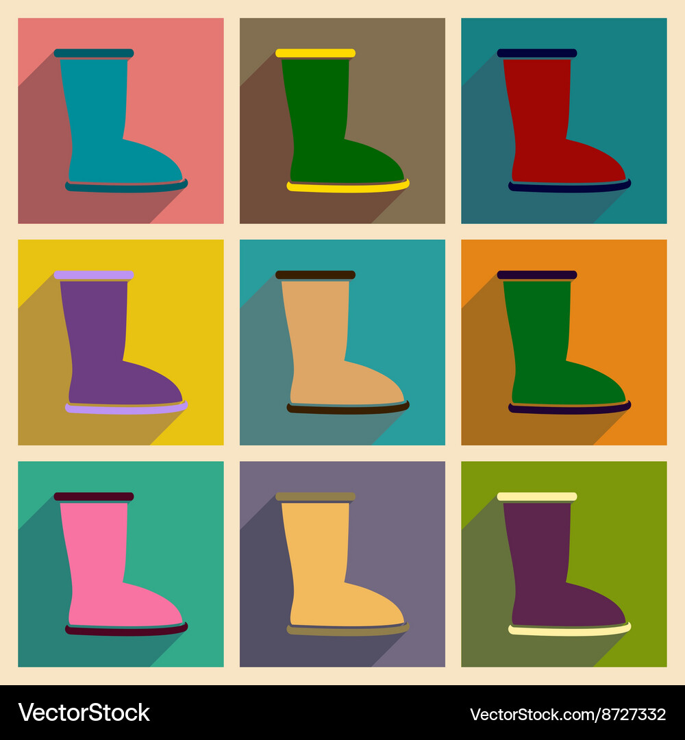 Concept of flat icons with long shadow ugg boots Vector Image