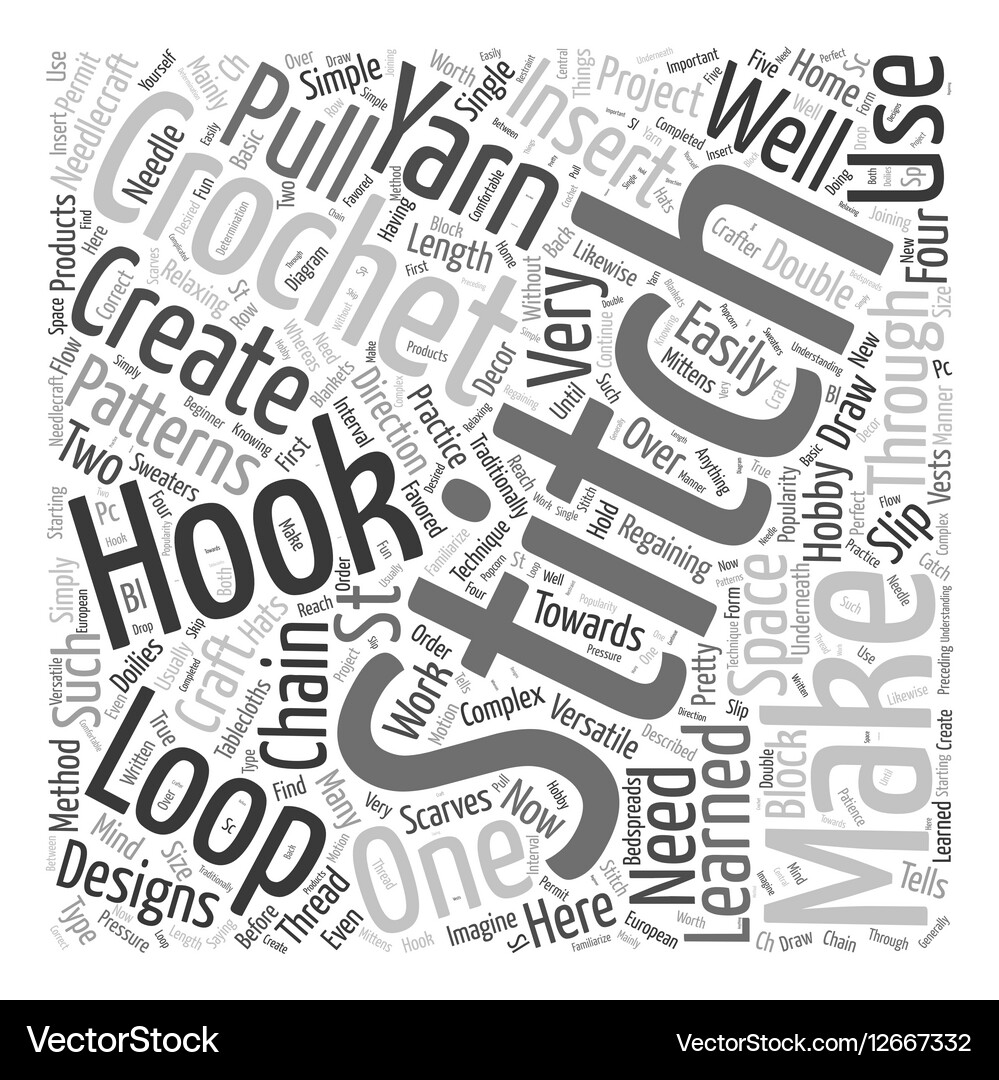 Crochet stitches Word Cloud Concept Royalty Free Vector
