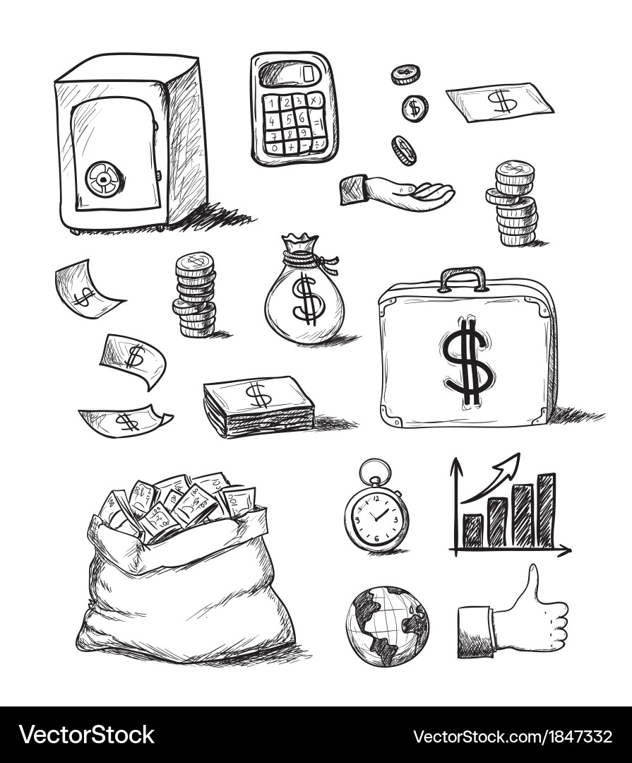 Hand drawn business icons Royalty Free Vector Image