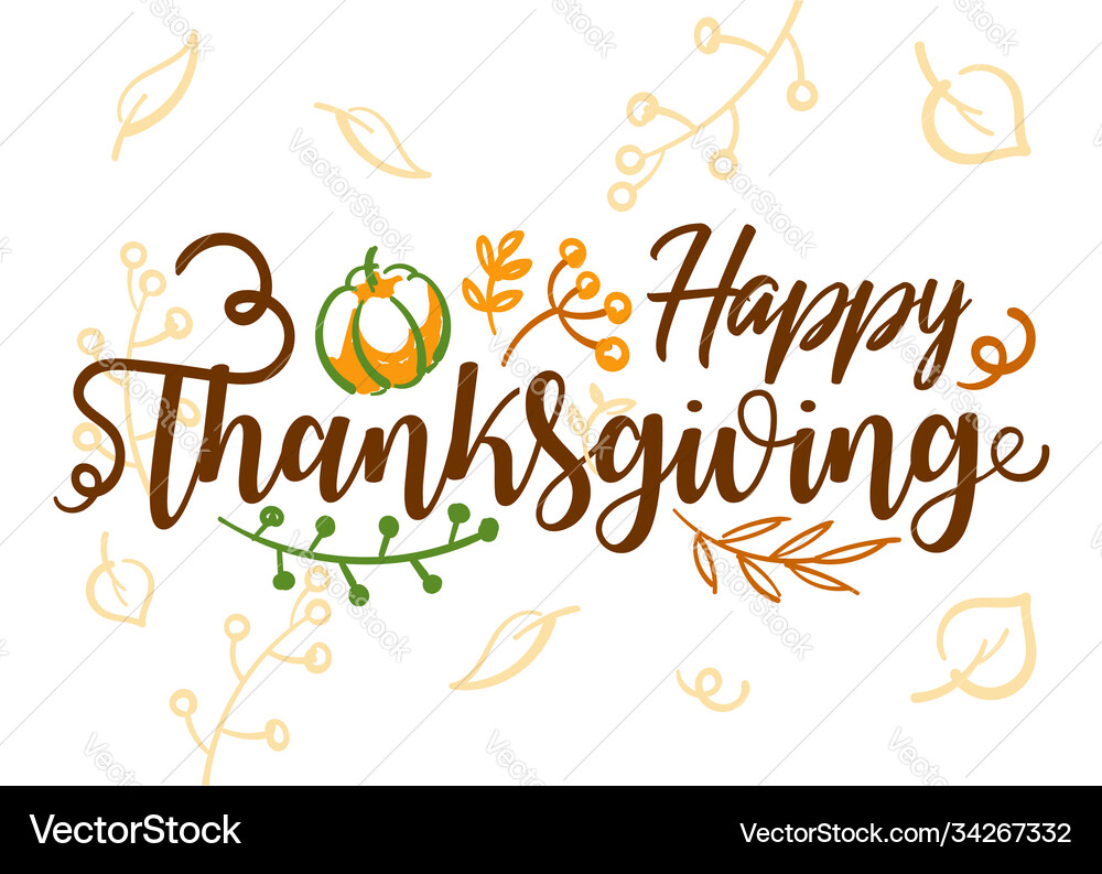 Hand drawn happy thanksgiving typography banner Vector Image