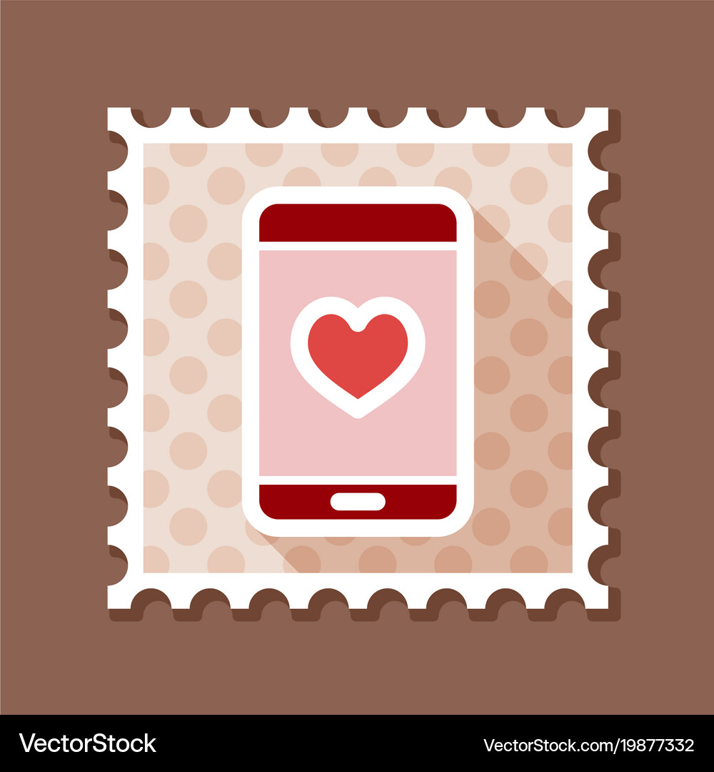 Heart smartphone stamp romantic telephone call Vector Image