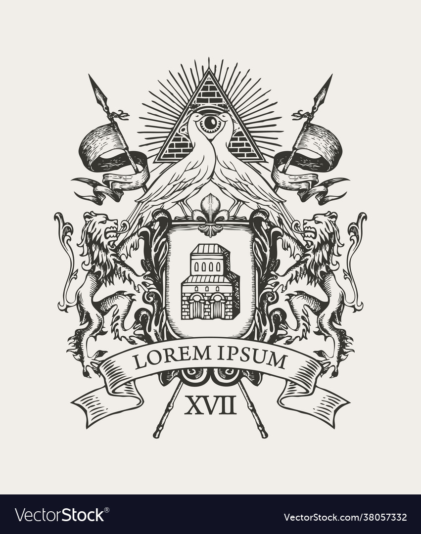 Medieval heraldic coat arms in vintage style Vector Image