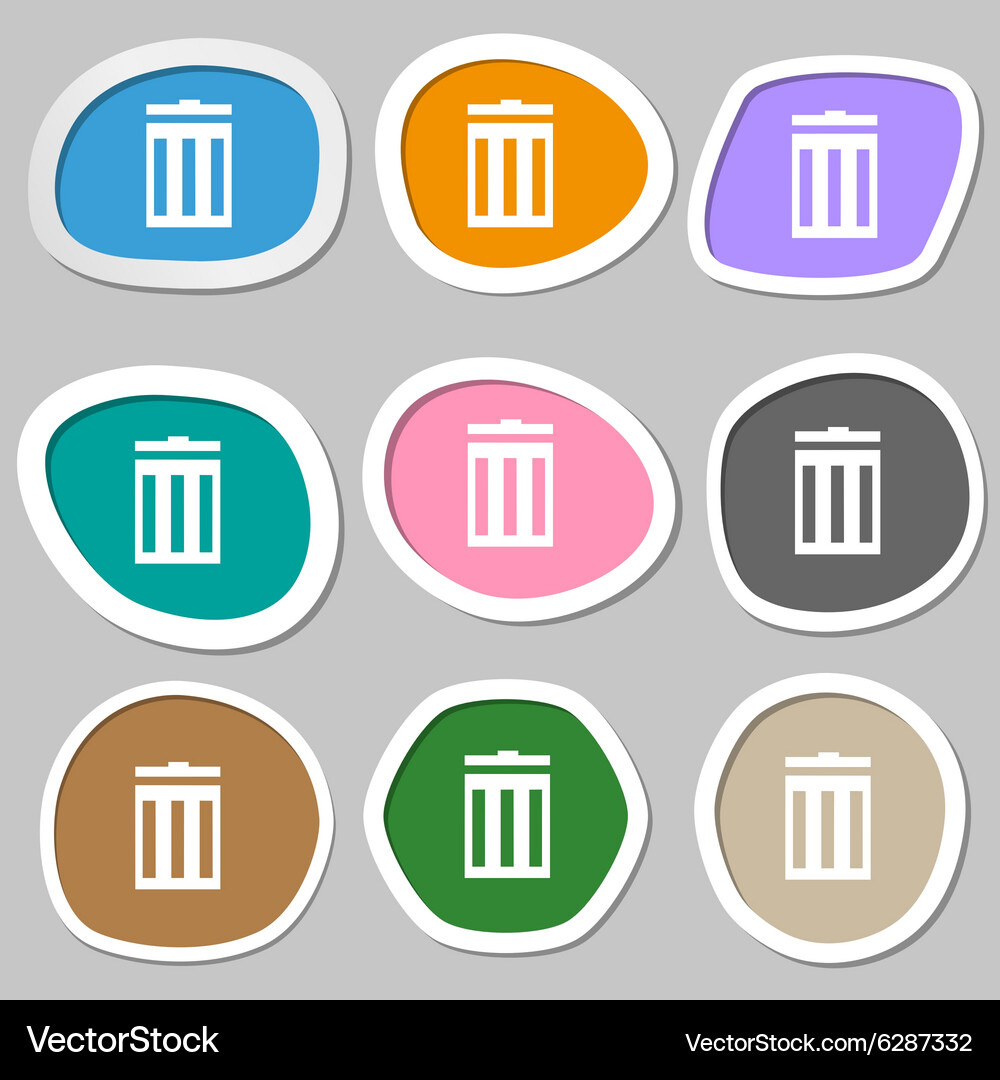 Recycle bin sign icon symbol multicolored paper Vector Image