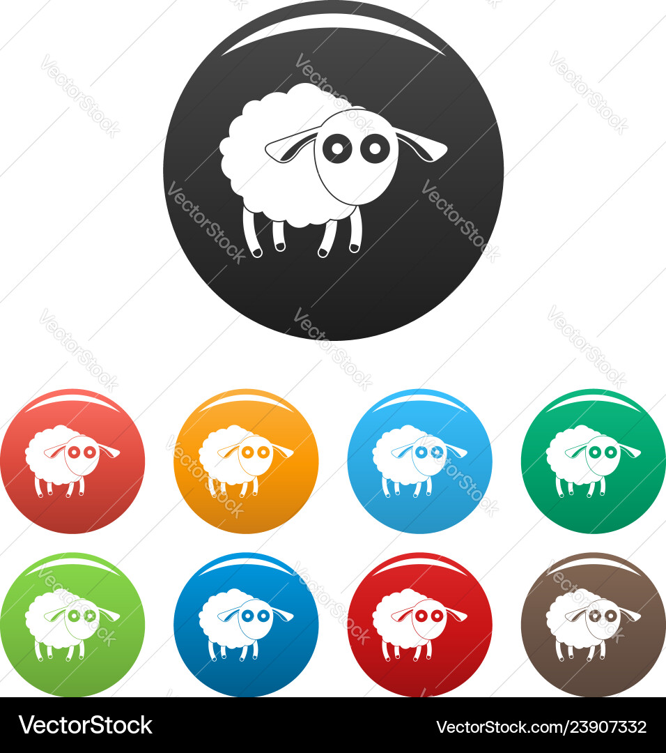 Shocked sheep icons set color Royalty Free Vector Image