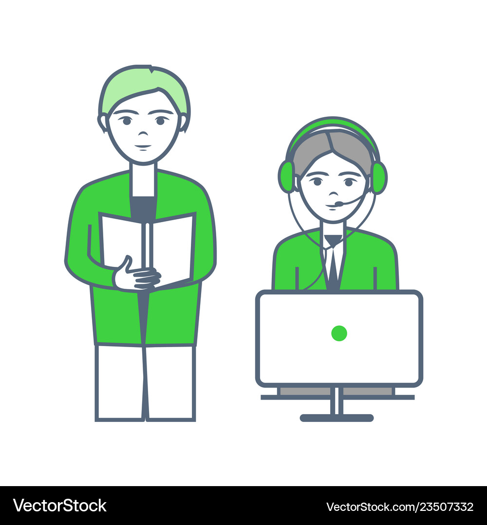 Support non stop poster male and female computers Vector Image