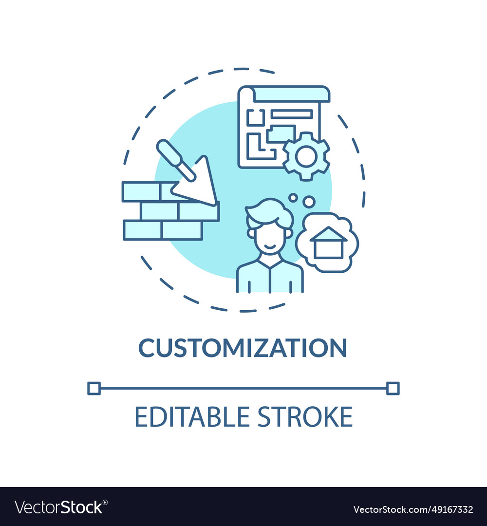 Thin line blue icon customization concept Vector Image