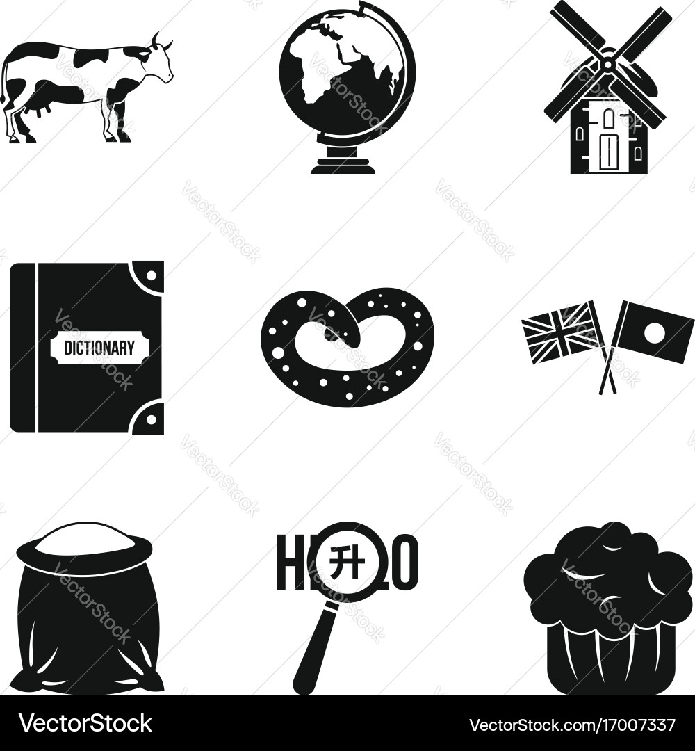 Around the world icons set simple style Royalty Free Vector