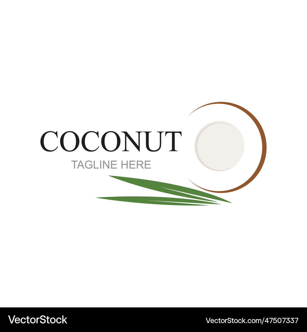 Creative modern coconut with leaves sign logo Vector Image