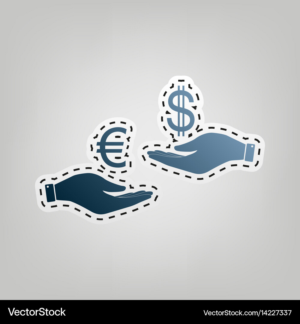 Currency exchange from hand to hand euro Vector Image