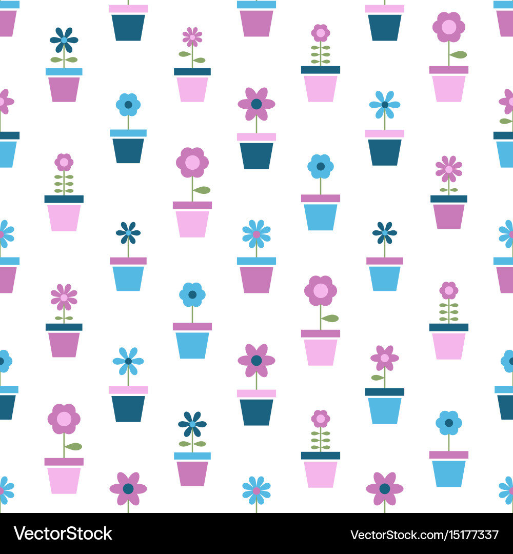Flowers in pots seamless pattern Royalty Free Vector Image