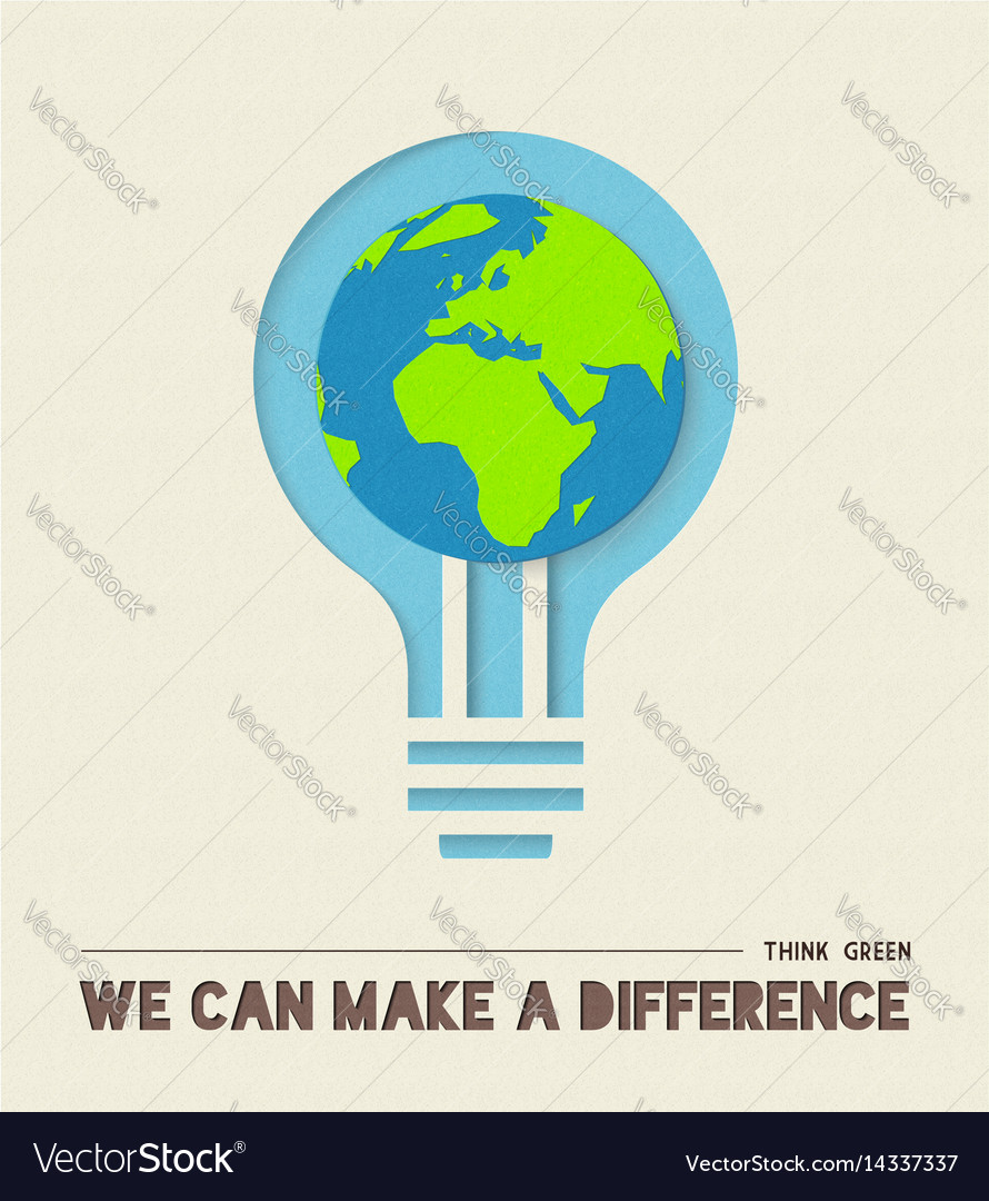 Happy earth day paper cut light bulb Royalty Free Vector
