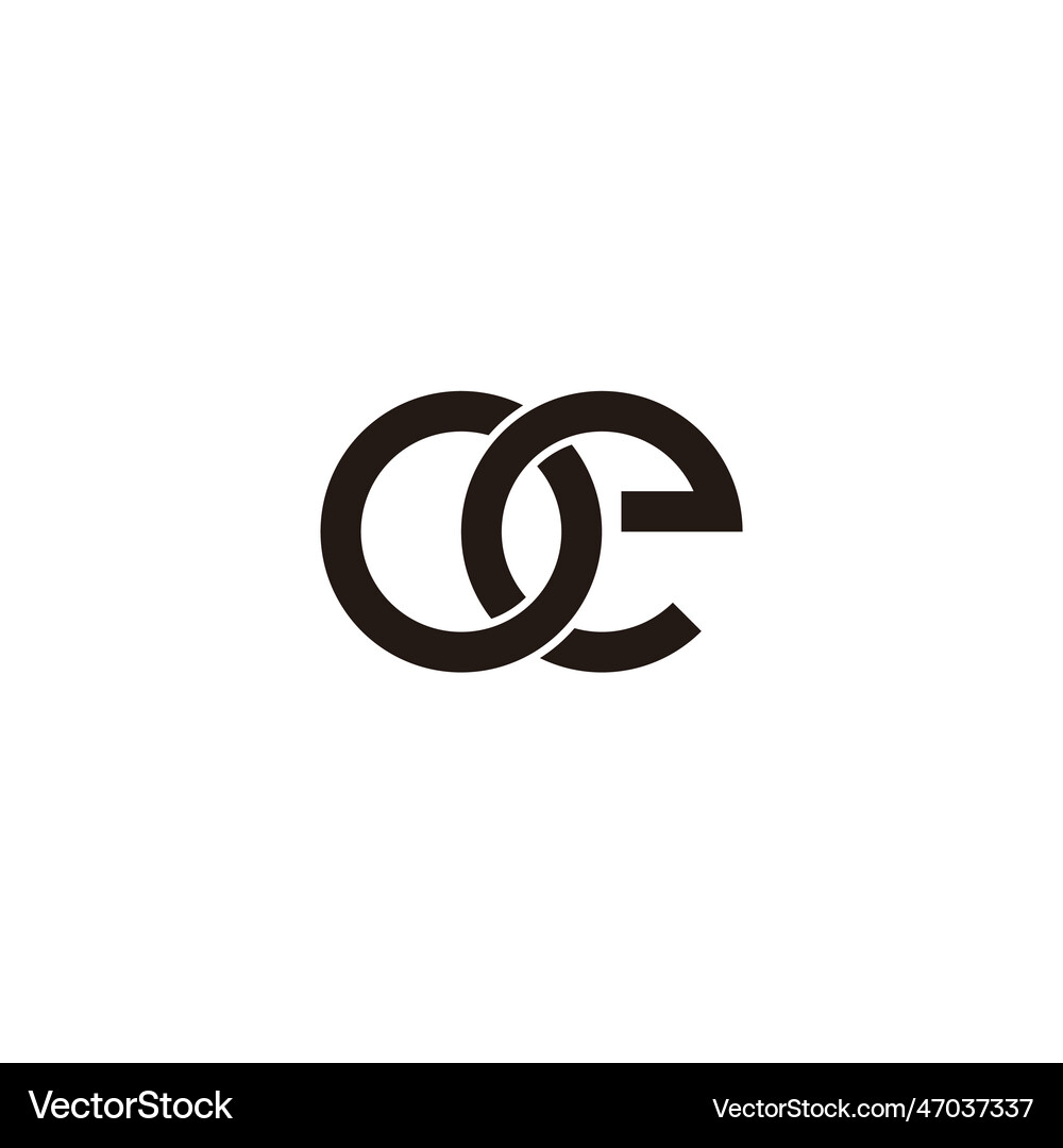 Letter o and e circle outline geometric symbol Vector Image
