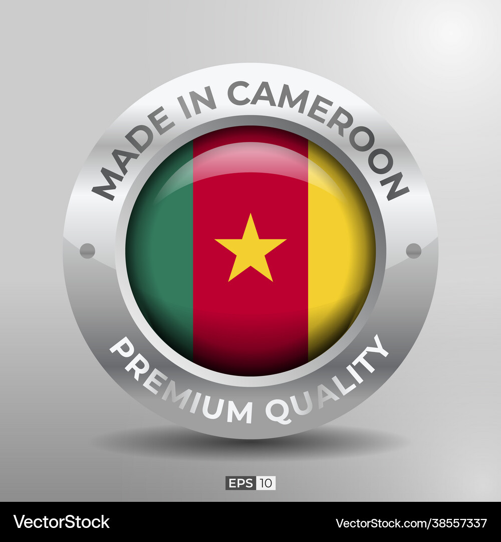 Made in cameroon label logo stamp round flag Vector Image