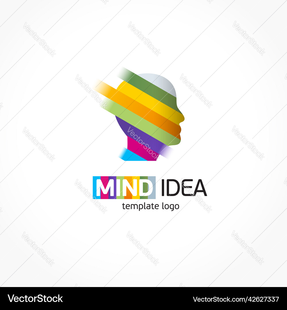 Mind logo stripes and face colorful Royalty Free Vector