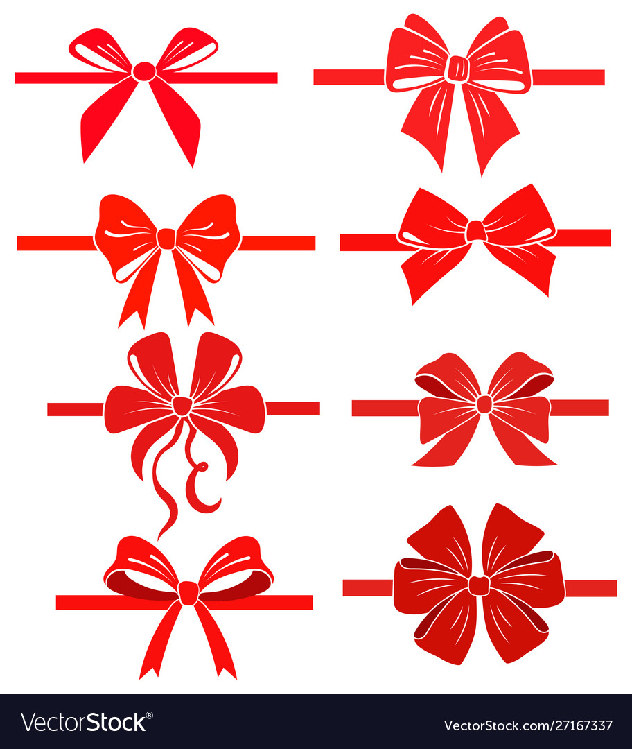 Set colorful bows collection elegant silk Vector Image Set colorful bows collection elegant silk Vector Image