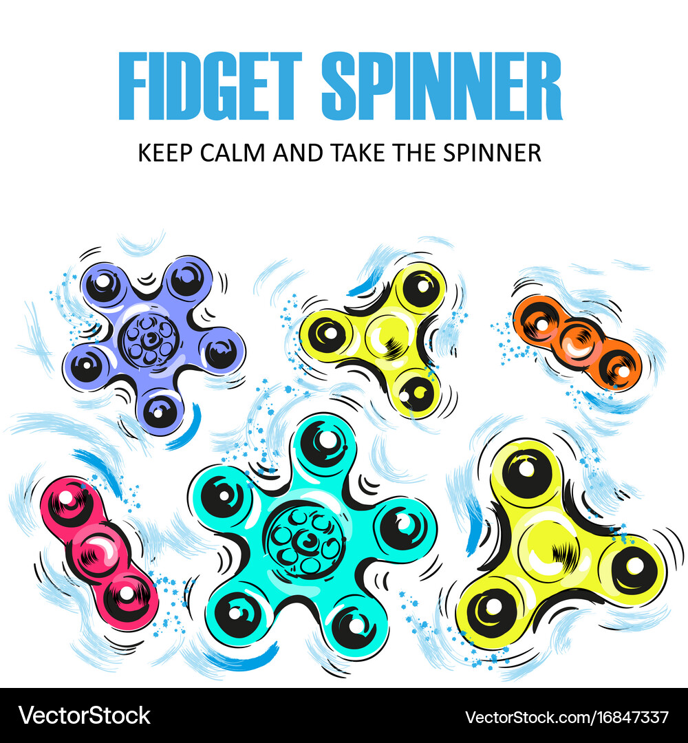 Set of hand spinning machine rotation Royalty Free Vector
