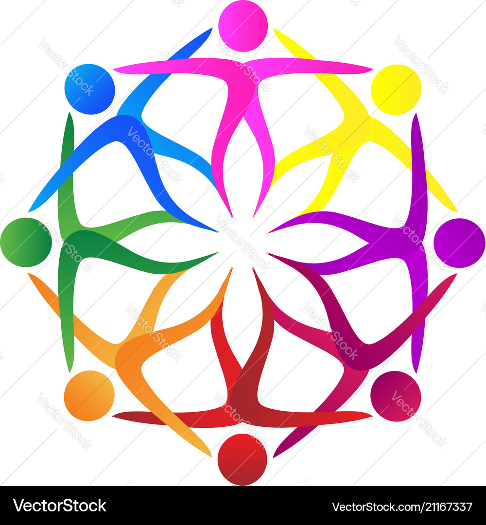 Team of people making a flower shape web logo Vector Image
