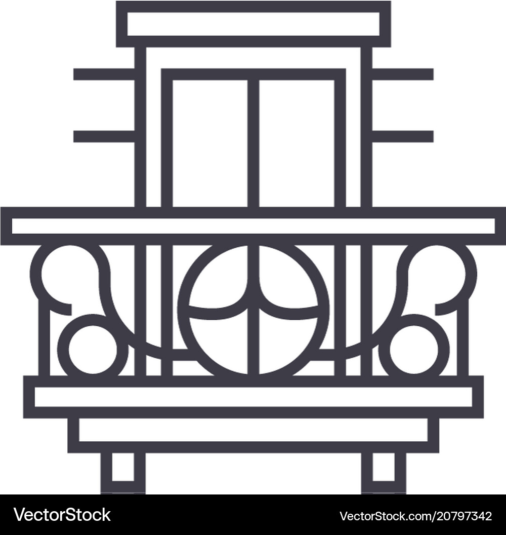 Balcony terrace line icon sign Royalty Free Vector Image