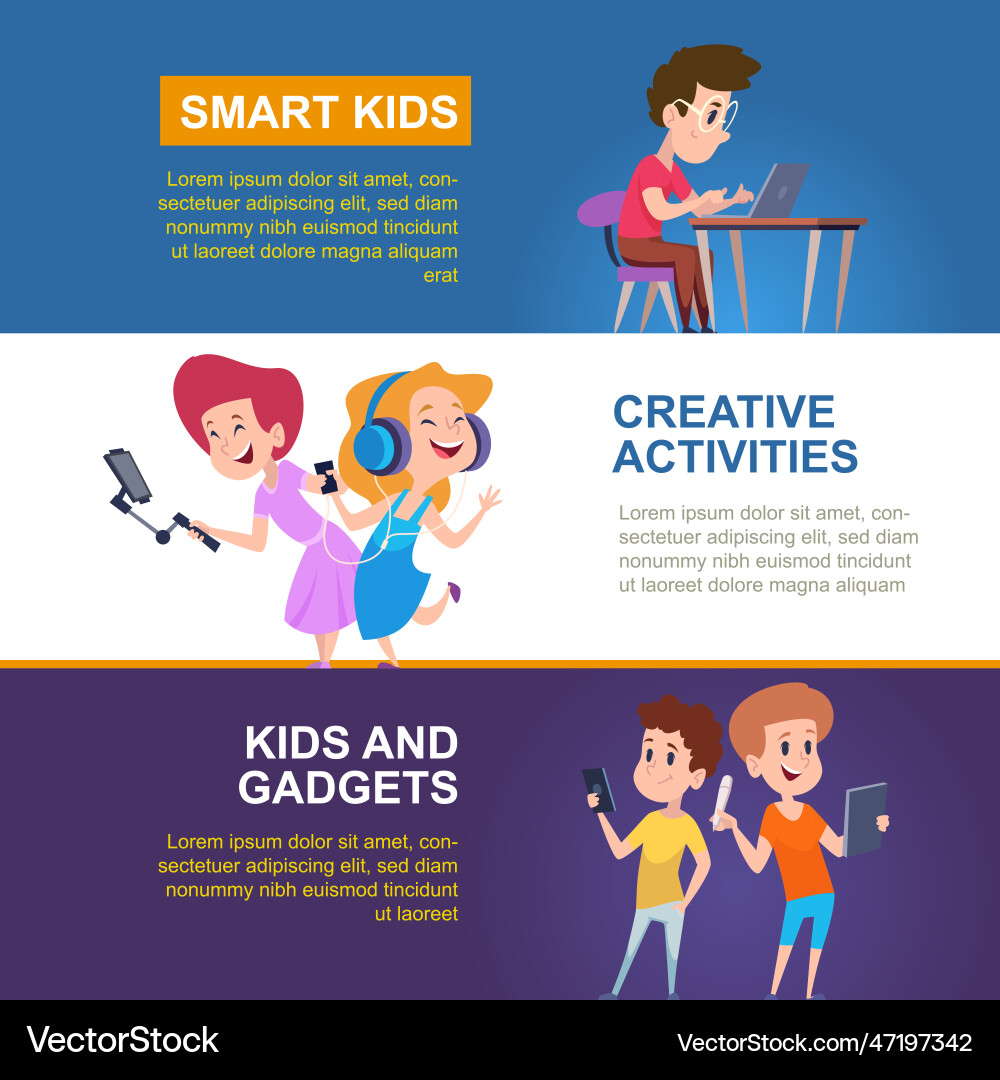 Banners with kids print design templates Vector Image