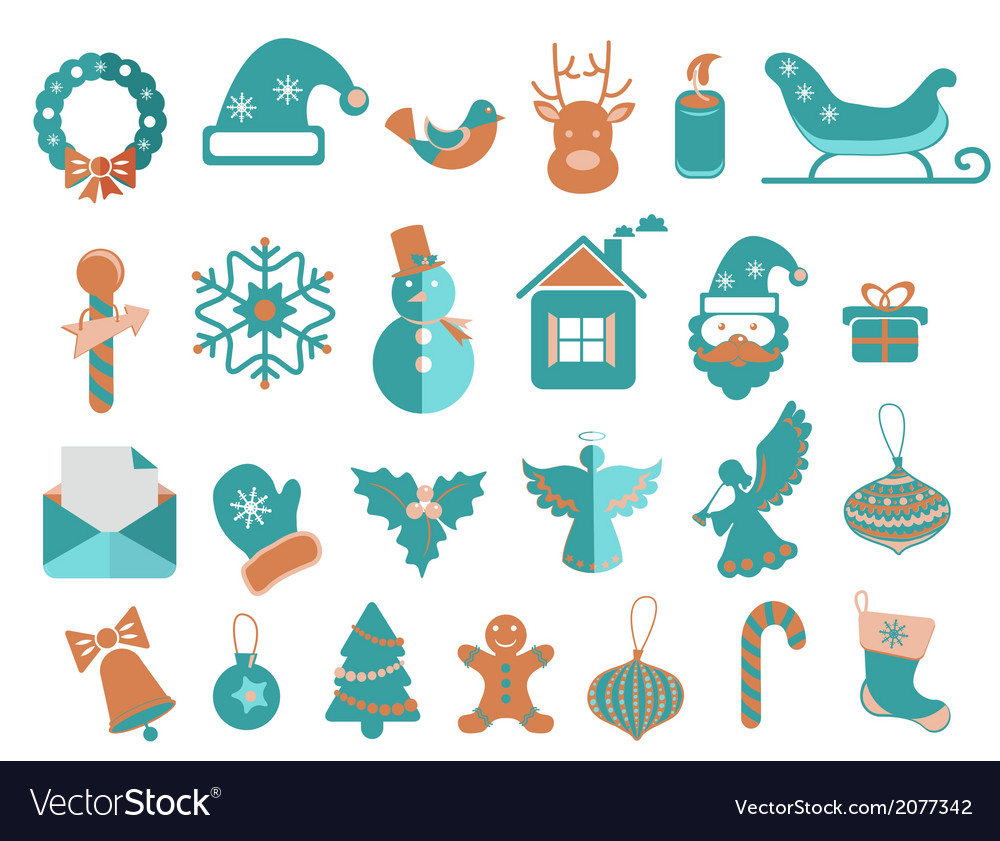 Christmas icons set Royalty Free Vector Image - VectorStock